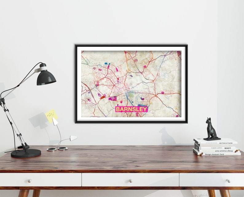 Barnsley Map Original Art Print City Street Map of | Etsy UK