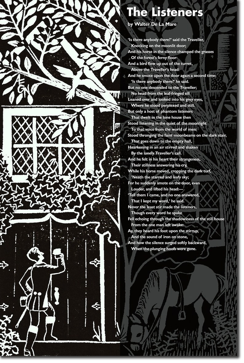 The Listeners Poem by Walter De La Mare Art Print Poster - Etsy