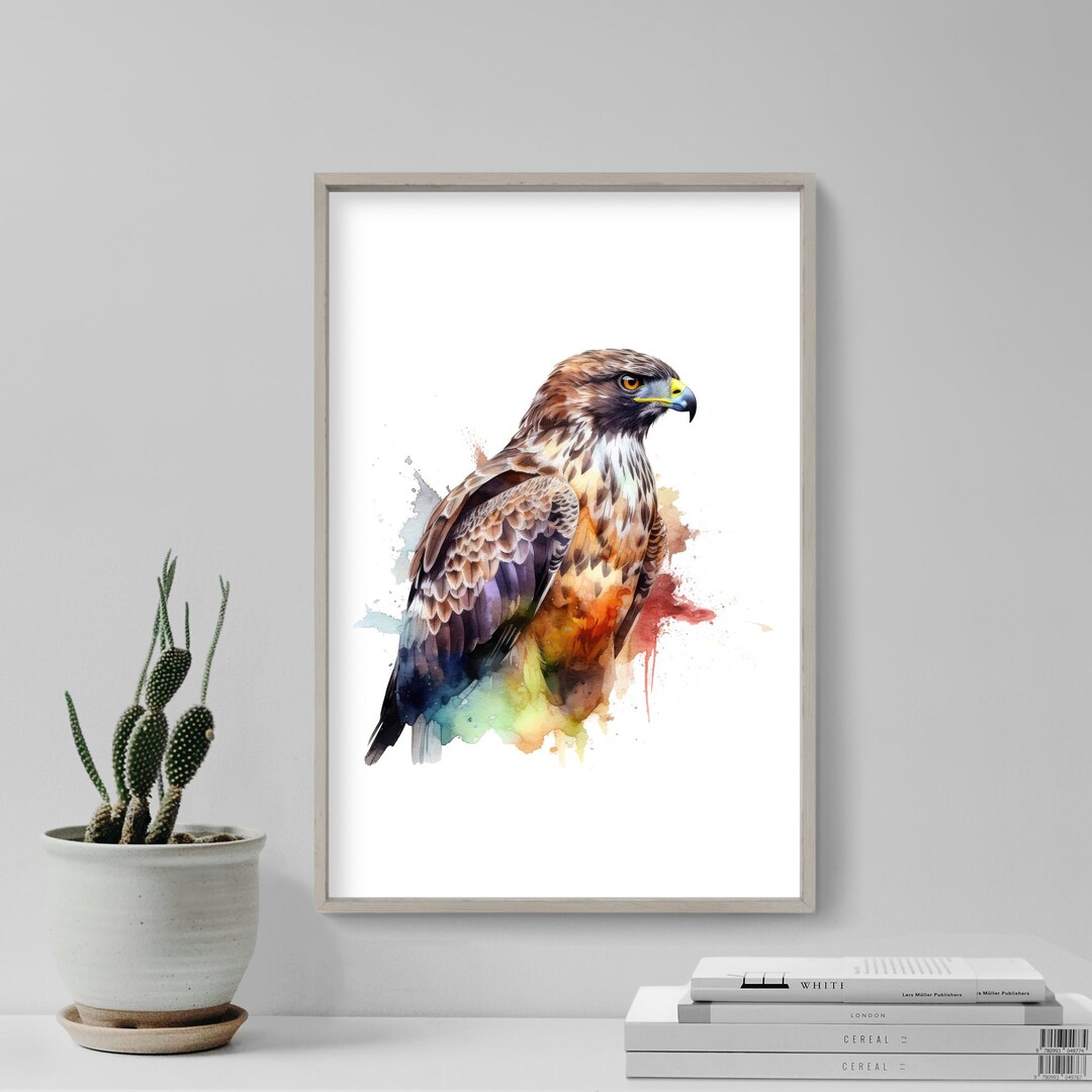 Watercolour Animal Common Buzzard - Art Print Poster Painting - Museum ...