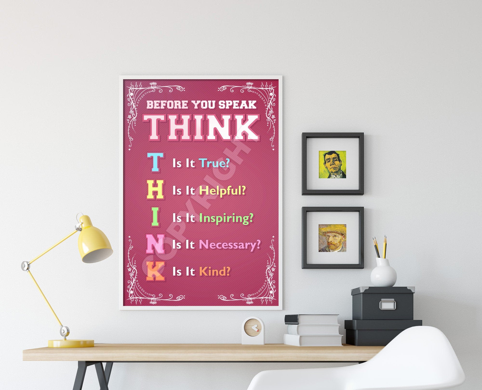 Before You Speak, THINK - New Classroom Poster - Original Art Print ...