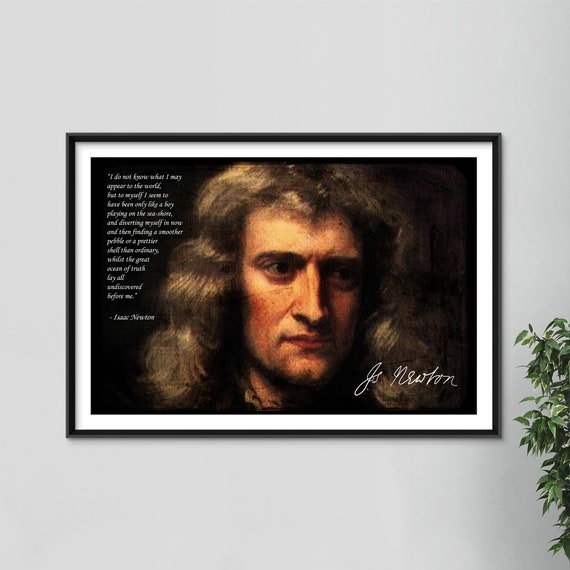 Isaac Newton Original Art Print With Quote Photo Poster Gift | Etsy UK