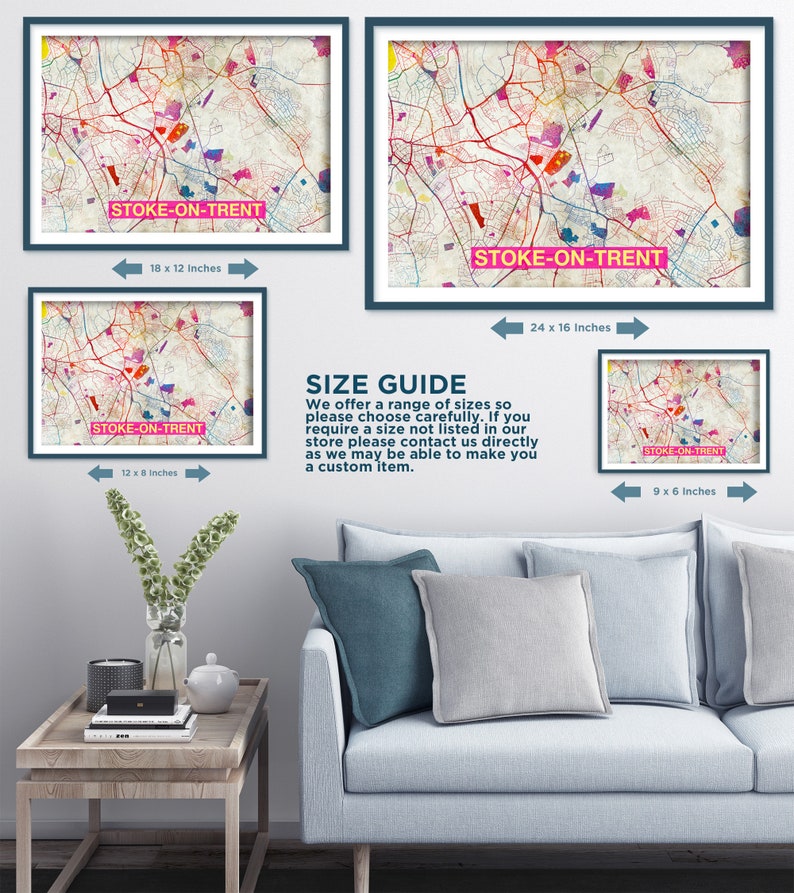Stoke-on-trent Map Original Art Print City Street Map of - Etsy UK
