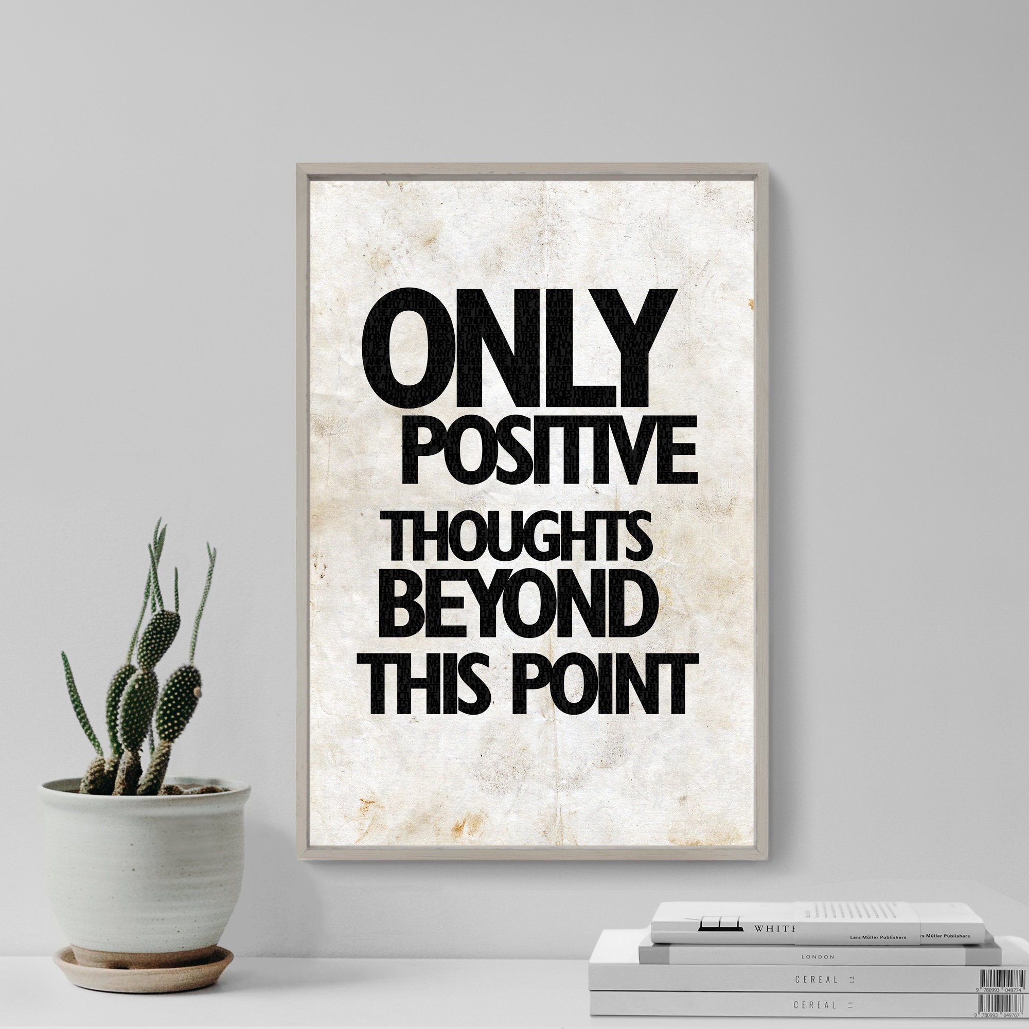 Motivational Quote Poster Only positive thoughts beyond this | Etsy