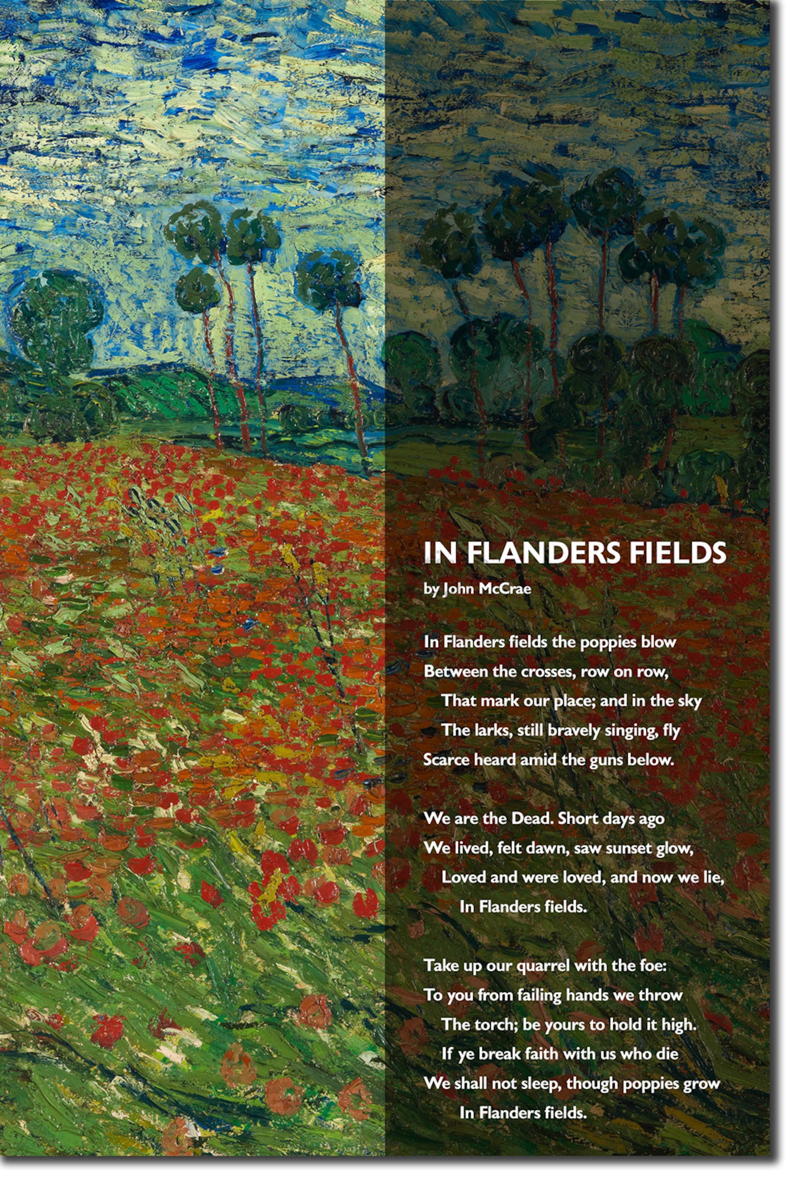 In Flanders Fields Poem by John Mccrae Van Gogh Painting - Etsy UK