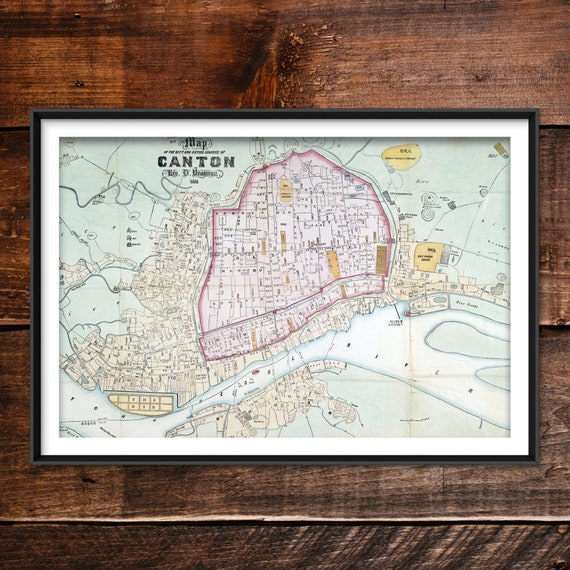 Reproduction of a Vintage Map of Canton guangzhou China | Etsy