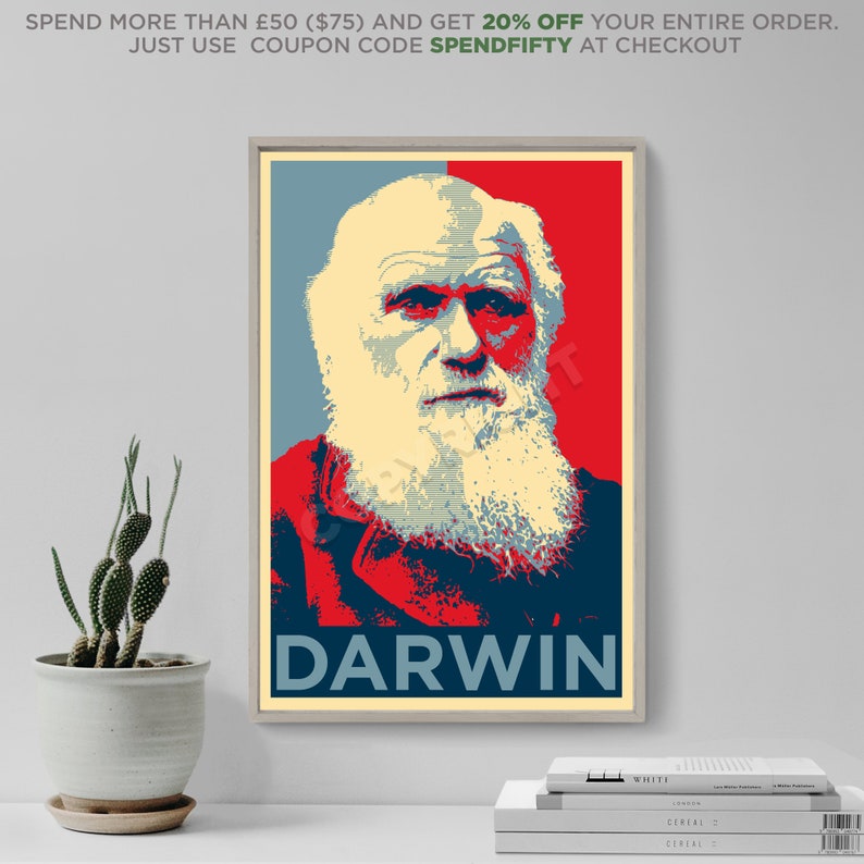 Charles Darwin Original Art Print - Photo Poster Gift Home Wall Decor ...