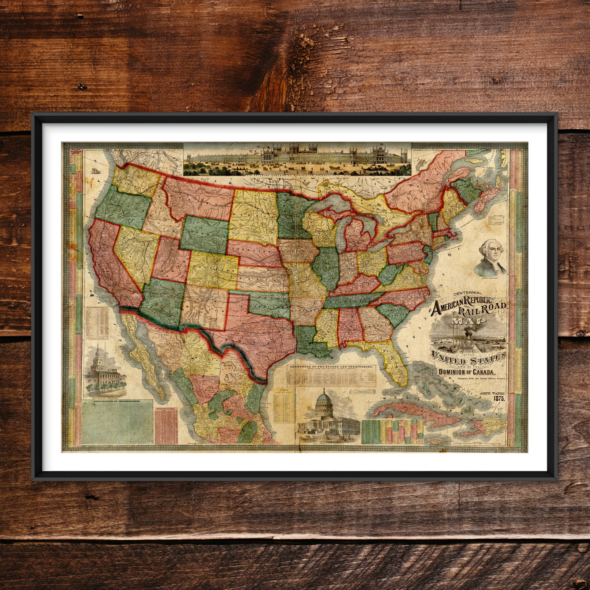 Historic Map of the United States From 1875 reproduction - Etsy