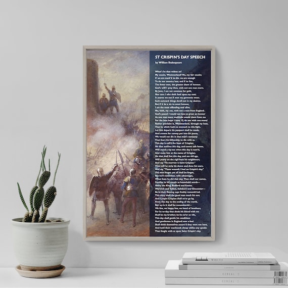 William Shakespeare St. Crispin's Day Speech Poster | Etsy