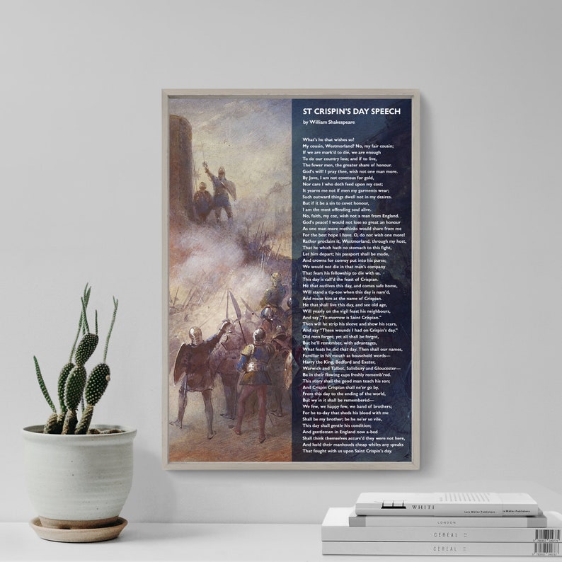William Shakespeare - St. Crispin's Day Speech - Poster Art Print Gift ...