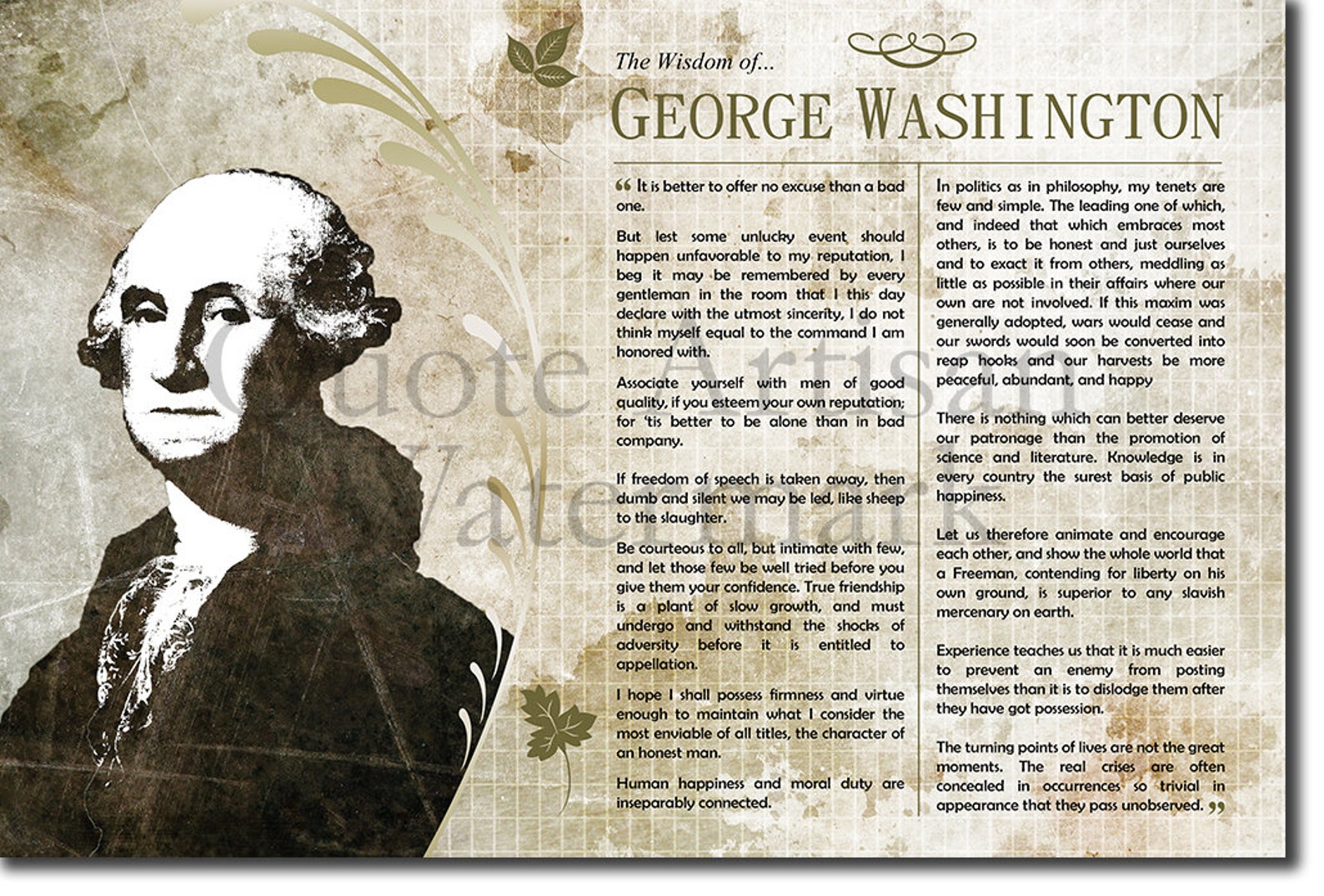 The Wisdom of George Washington - Original Art Print Featuring His ...