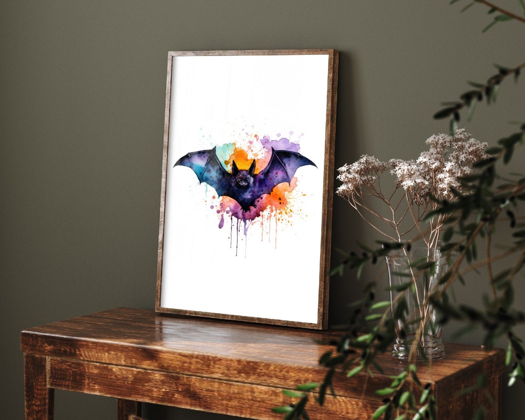 Watercolour Animal Bat 2 - Art Print Poster Painting - Museum Quality ...