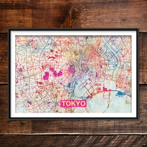 Tokyo Map - Original Art Print - City Street Map of Tokyo, Japan ...