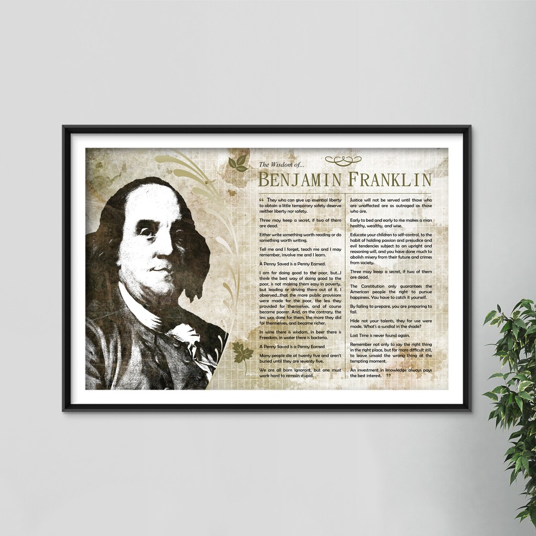 The Wisdom of Benjamin Franklin - Original Art Print Featuring His ...