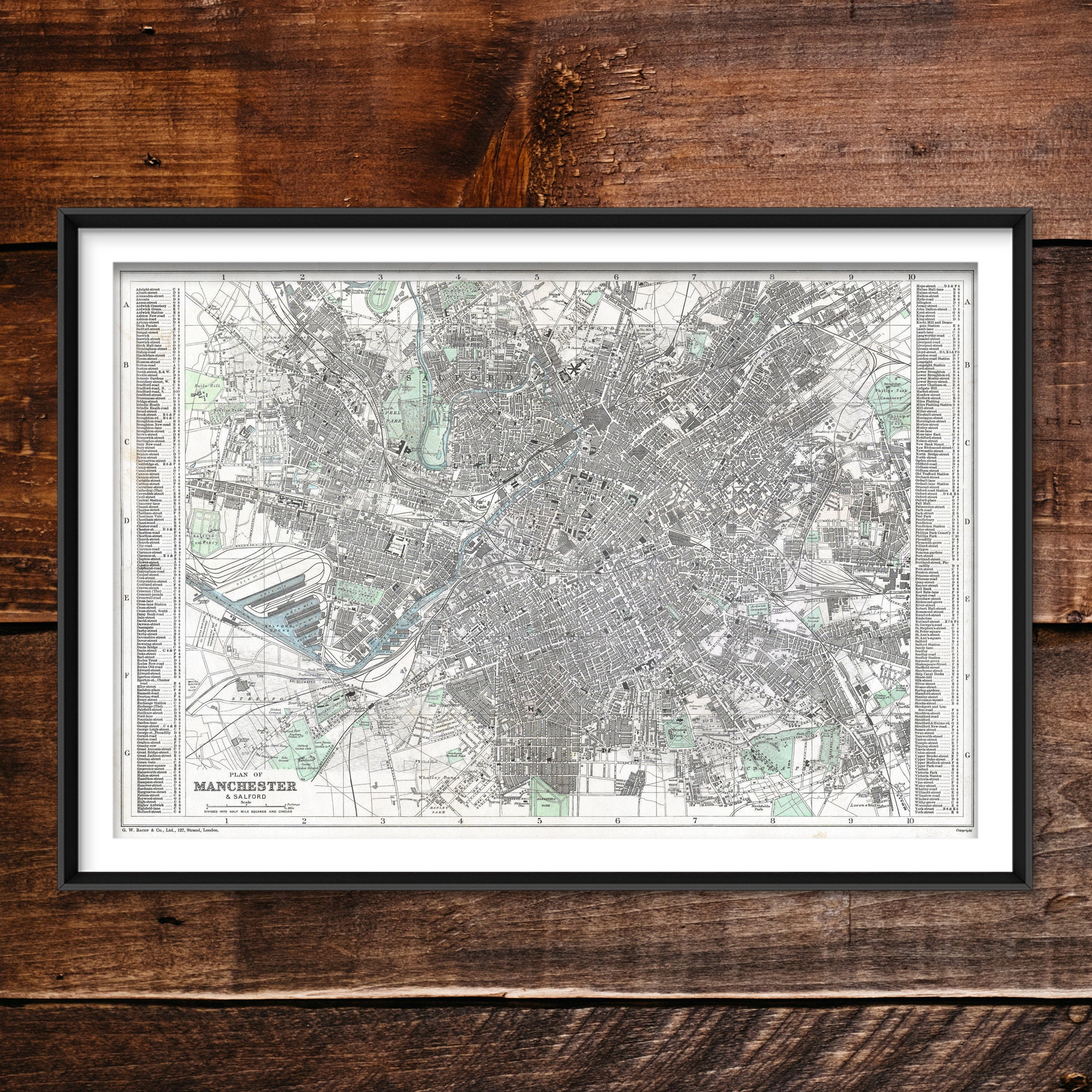 Historic Manchester England Map from 1890 Reproduction | Etsy