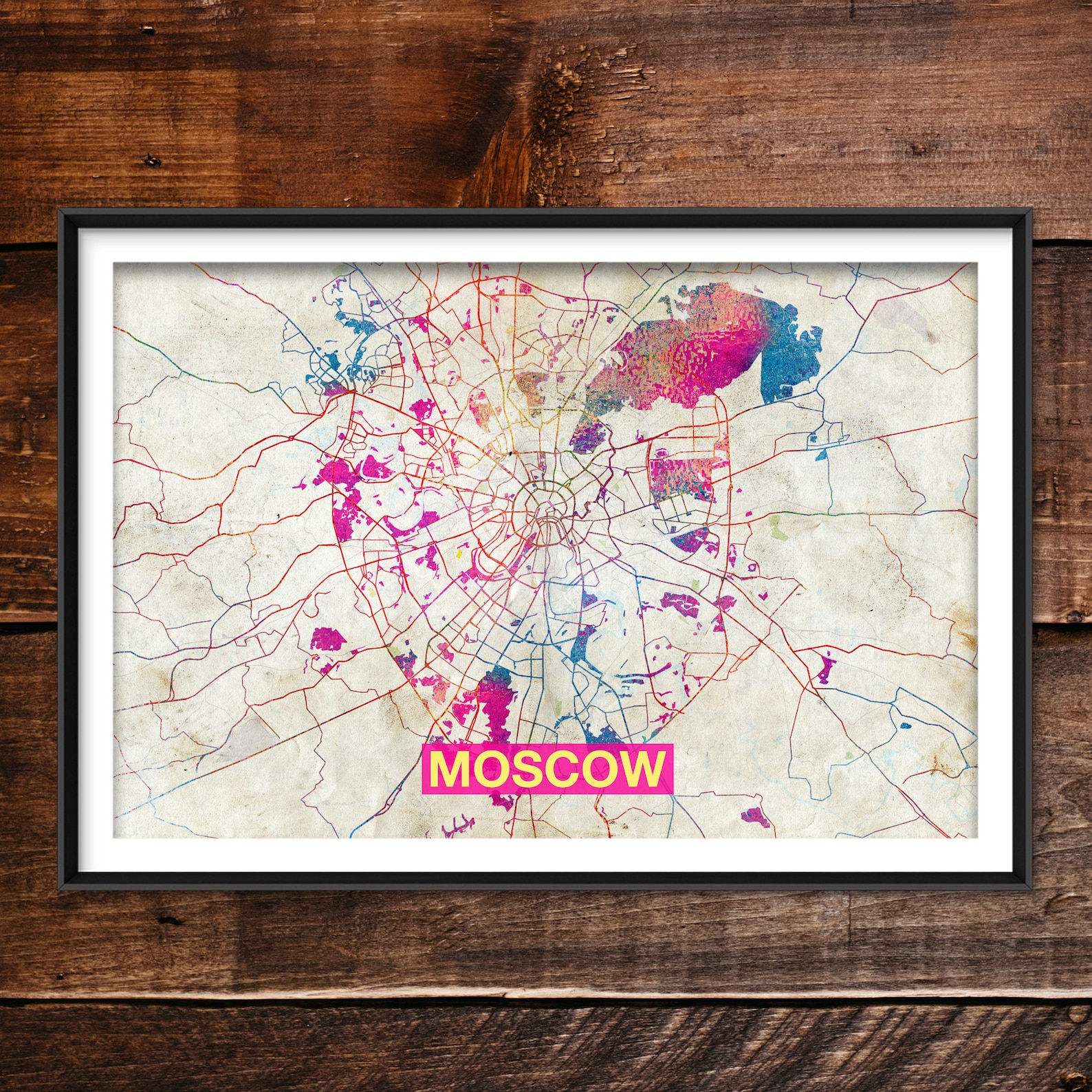 Moscow Map Original Art Print City Street Map of Moscow | Etsy