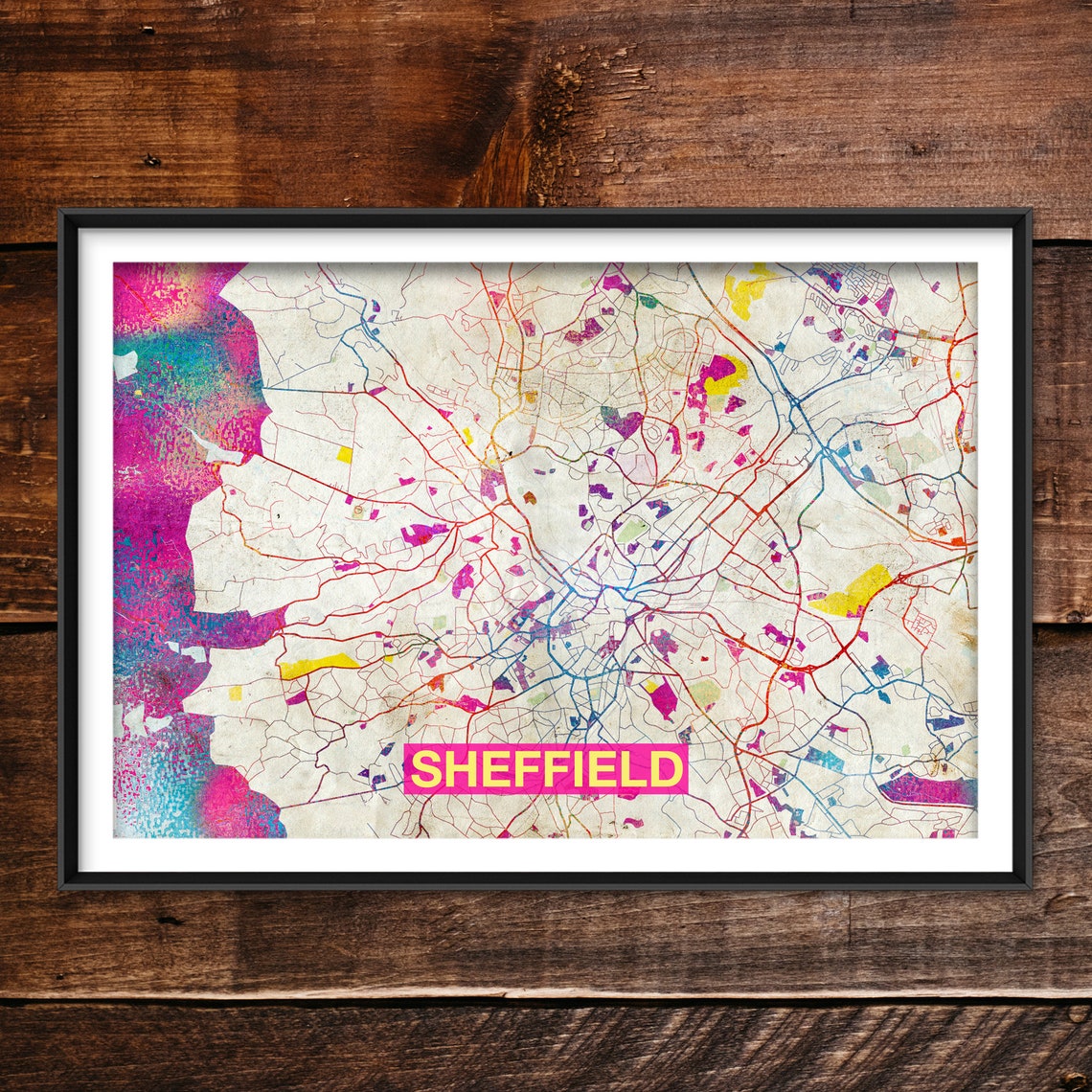 Sheffield Map Original Art Print City Street Map of - Etsy