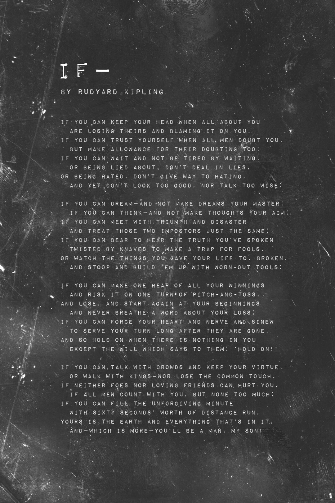 Rudyard Kipling Poem - If - Simple Grit - Poster Original Art Print ...