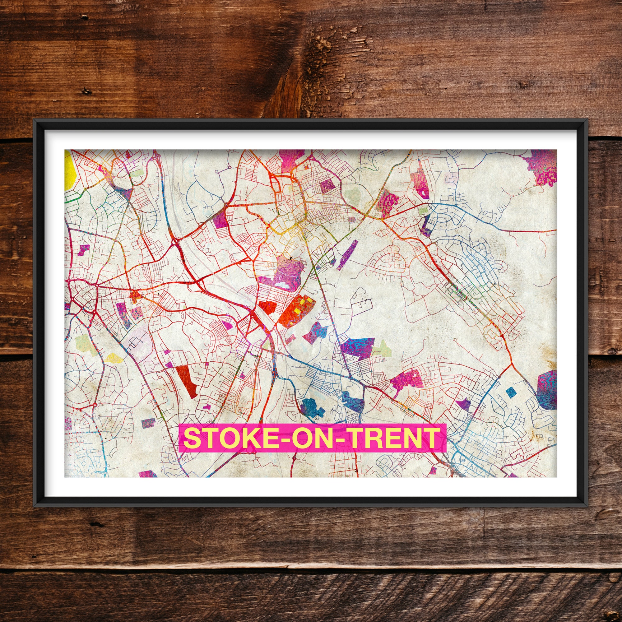 Stoke-on-trent Map Original Art Print City Street Map of - Etsy UK