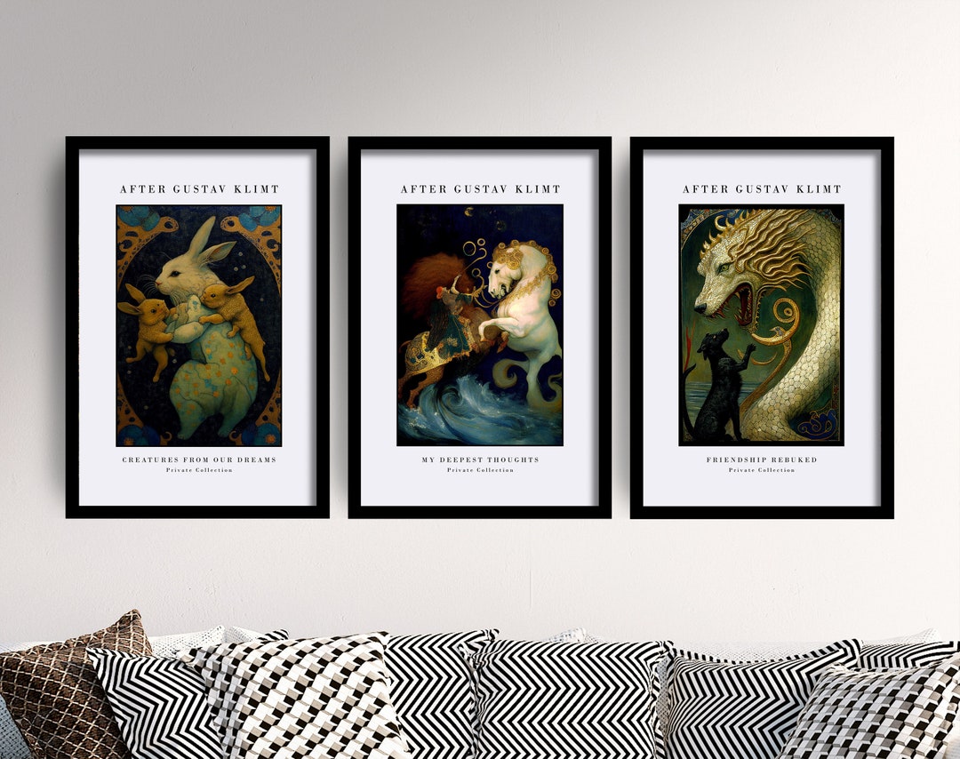 Set of Three Animals Wrestling Prints - 3 Paintings Photo Poster Wall ...