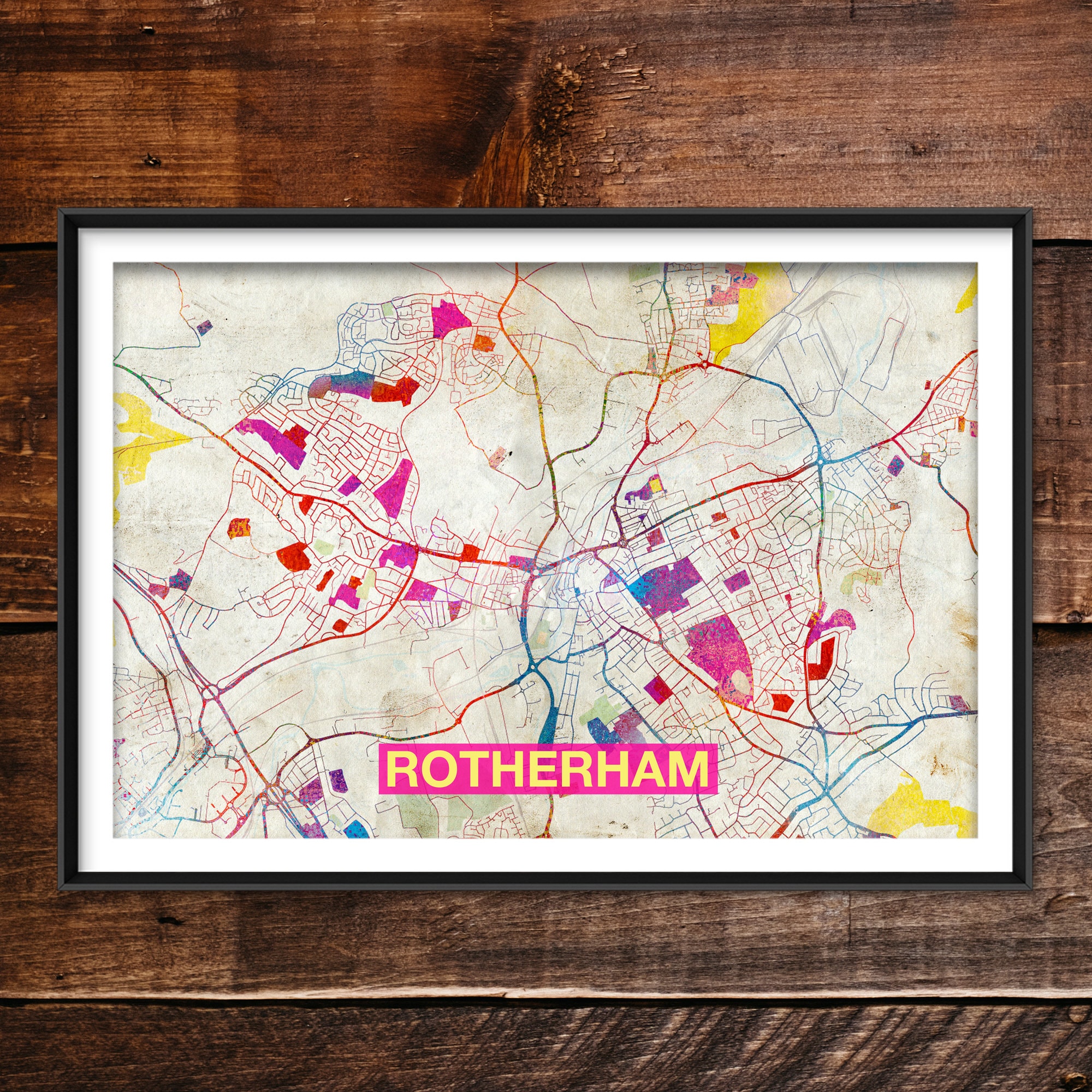 Rotherham Map Original Art Print City Street Map of - Etsy UK