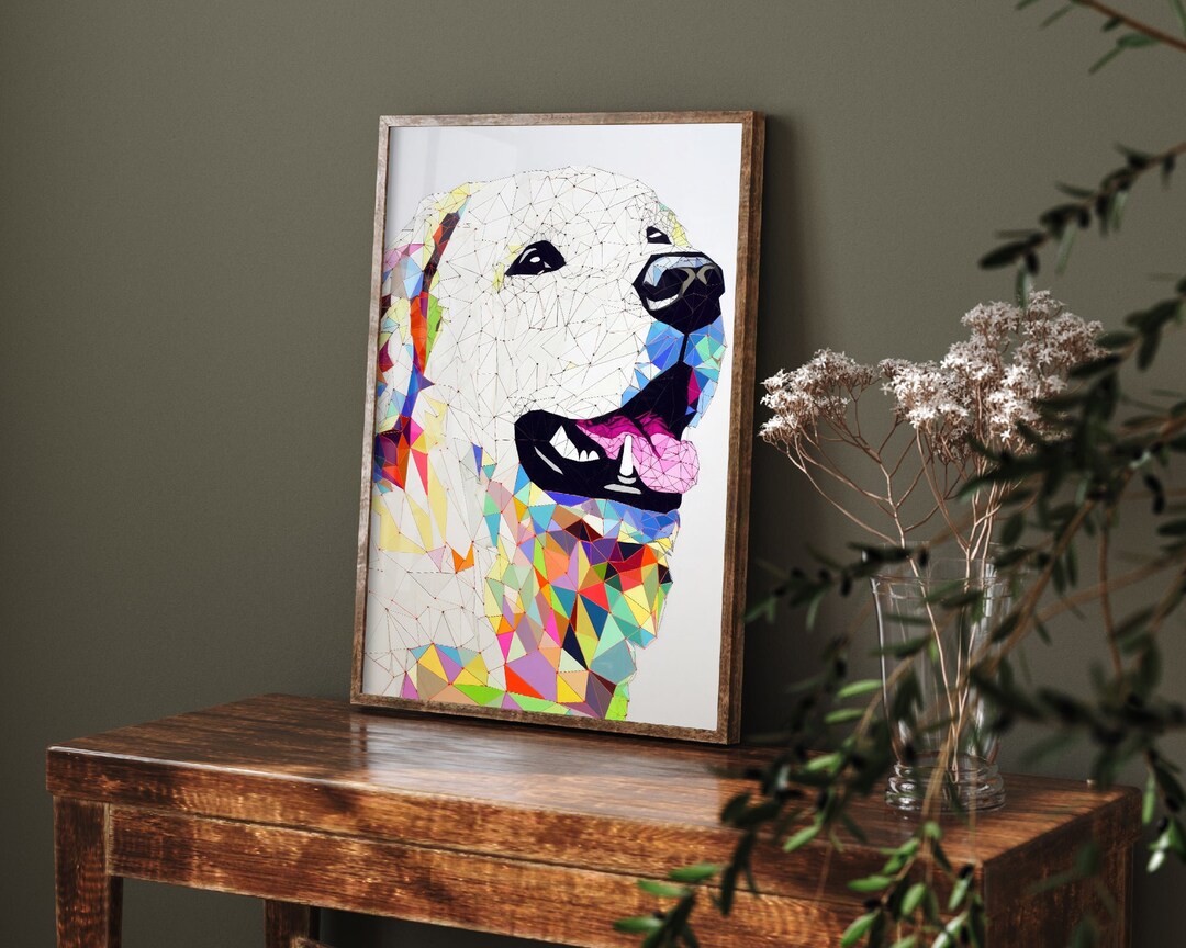 Painting of A Great Pyrenees Covered in Colorful Pieces of Paper 2 Art ...
