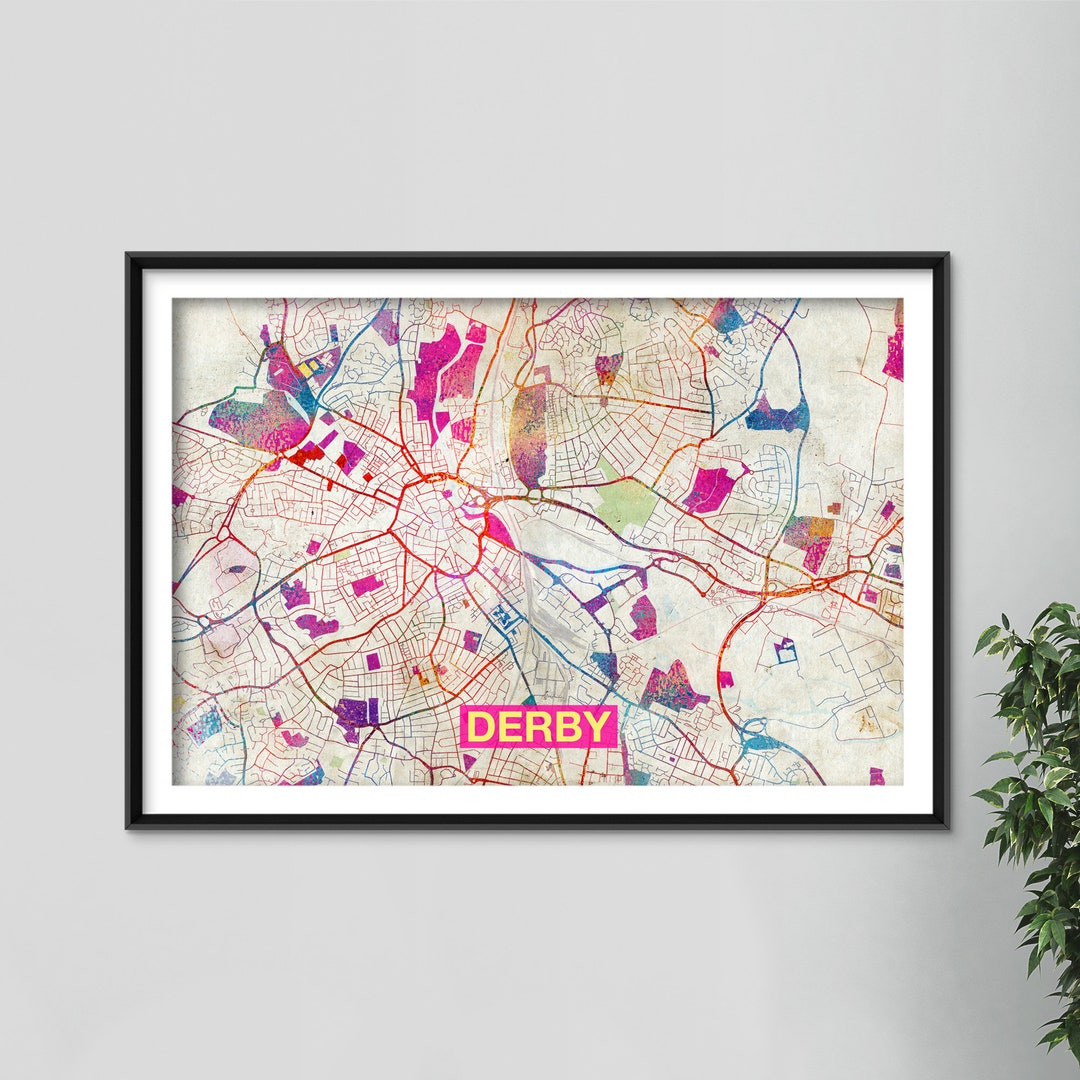 Mapa de Derby Impresión de arte original Mapa de la calle de la ciudad ...