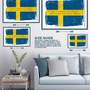 Swedish Flag Motivational Print - National Pride Quote - Unique Photo ...