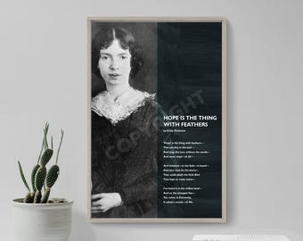 Emily Dickinson - Hope is the Thing With Feathers - Blue Vintage Poem ...