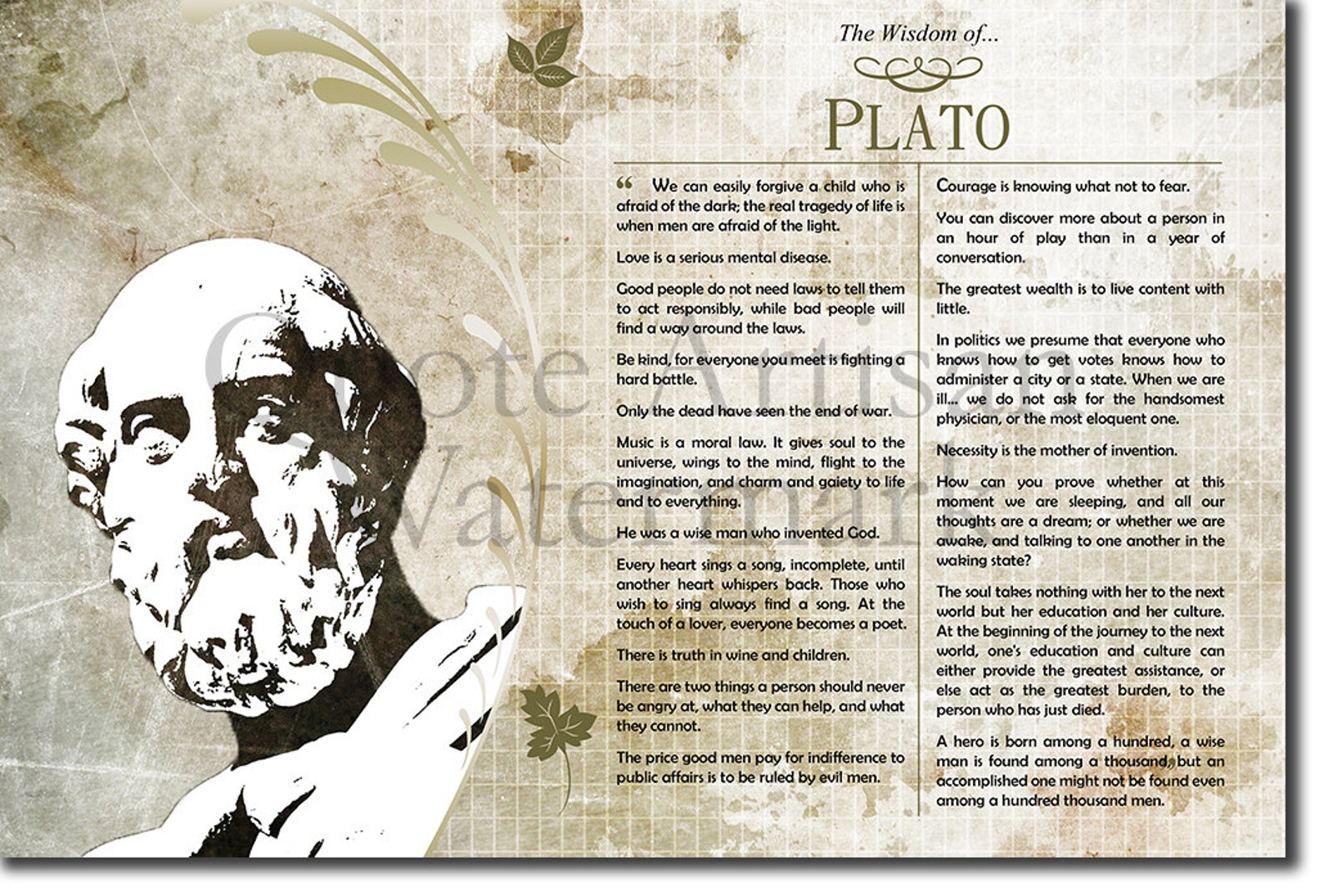 The Wisdom of Plato Original Art Print Featuring His - Etsy