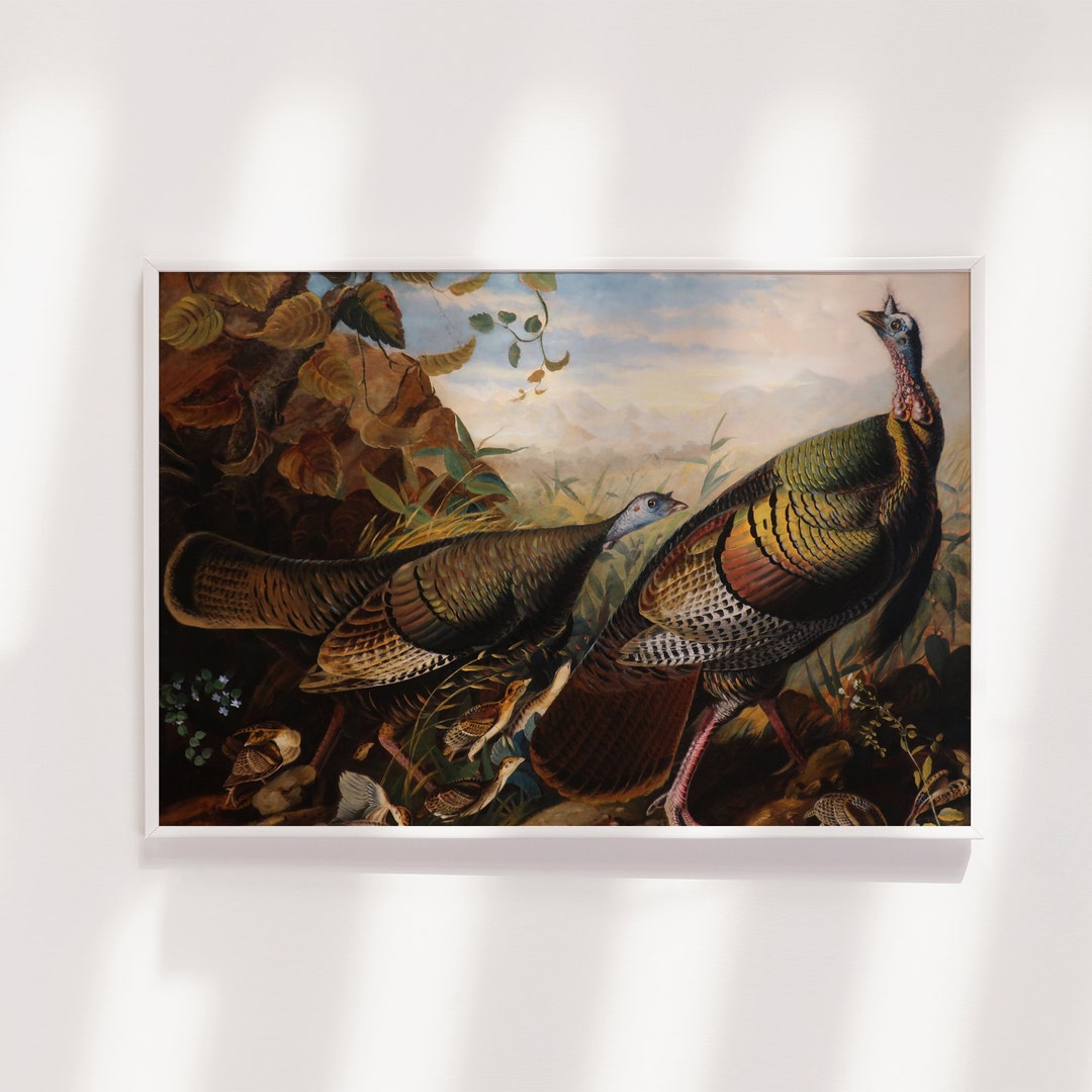 John James Audubon - Wild Turkey, Cock Hen and Young (1826) - Painting ...