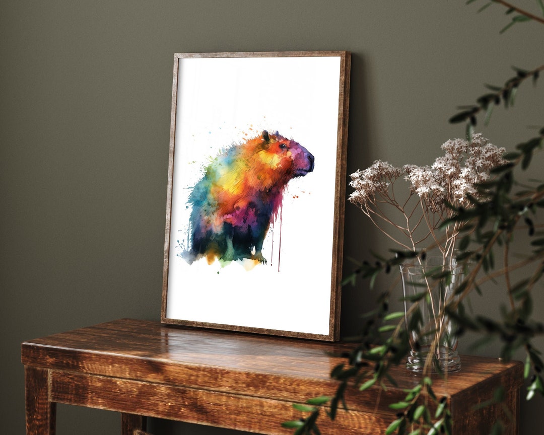 Watercolour Animal Capybara - Art Print Poster Painting - Museum ...
