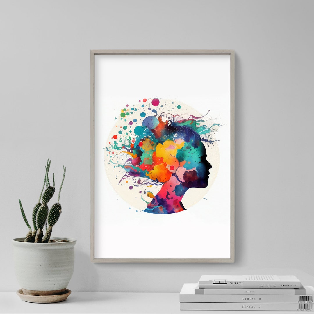 Psychology Watercolour - Art Print Poster - Colourful Paint Splashes ...