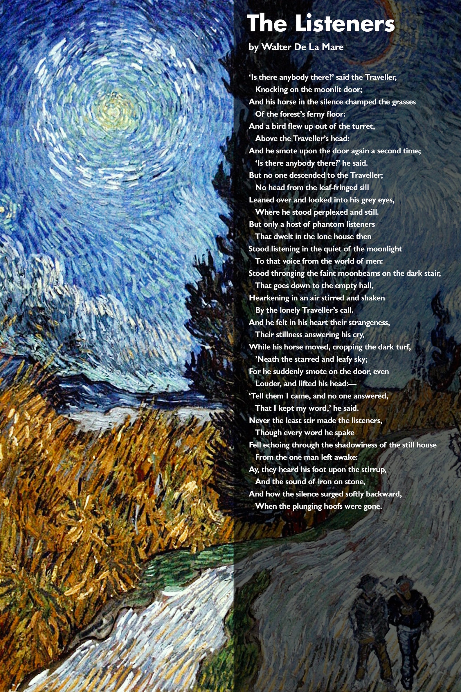 The Listeners Poem by Walter De La Mare starry Night Art - Etsy UK