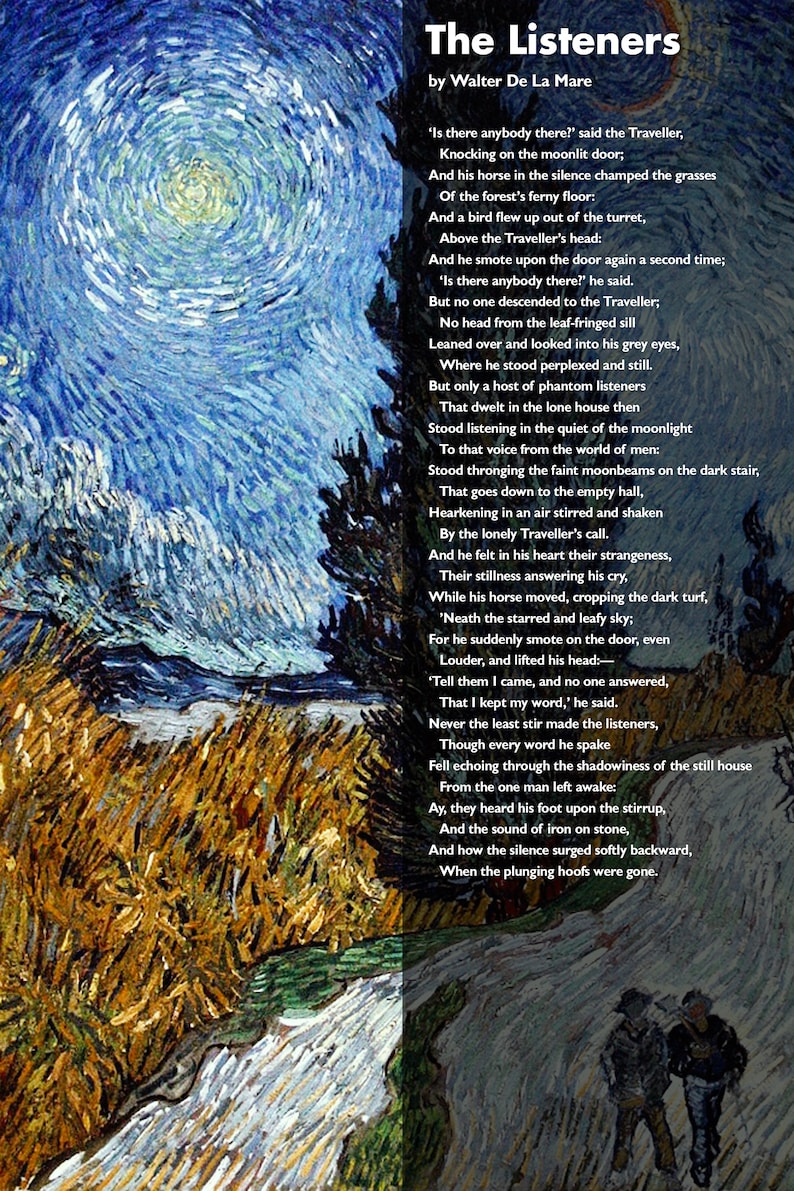 The Listeners Poem by Walter de la Mare Starry Night Art | Etsy