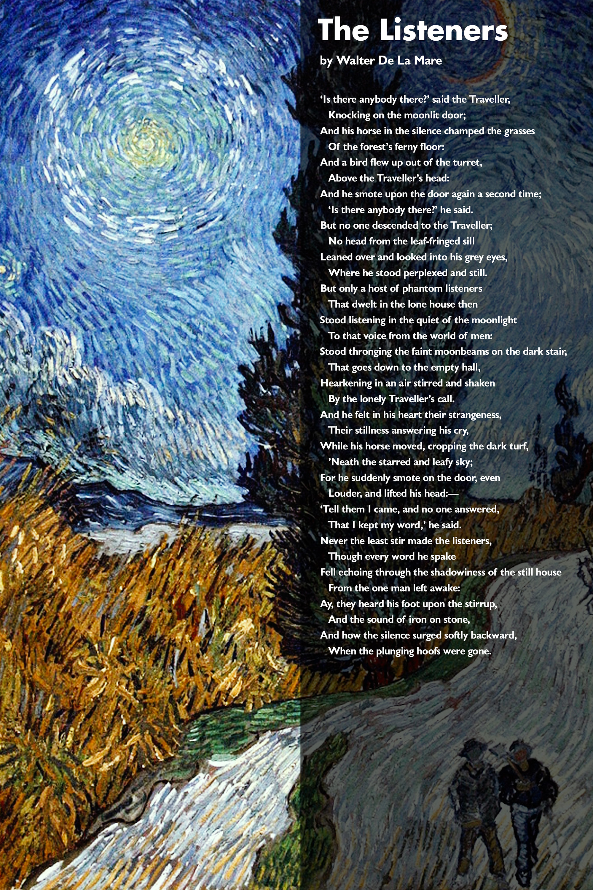 The Listeners Poem by Walter De La Mare starry Night Art - Etsy UK