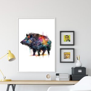 Watercolour Animal Collared Peccary - Art Print Poster Painting ...