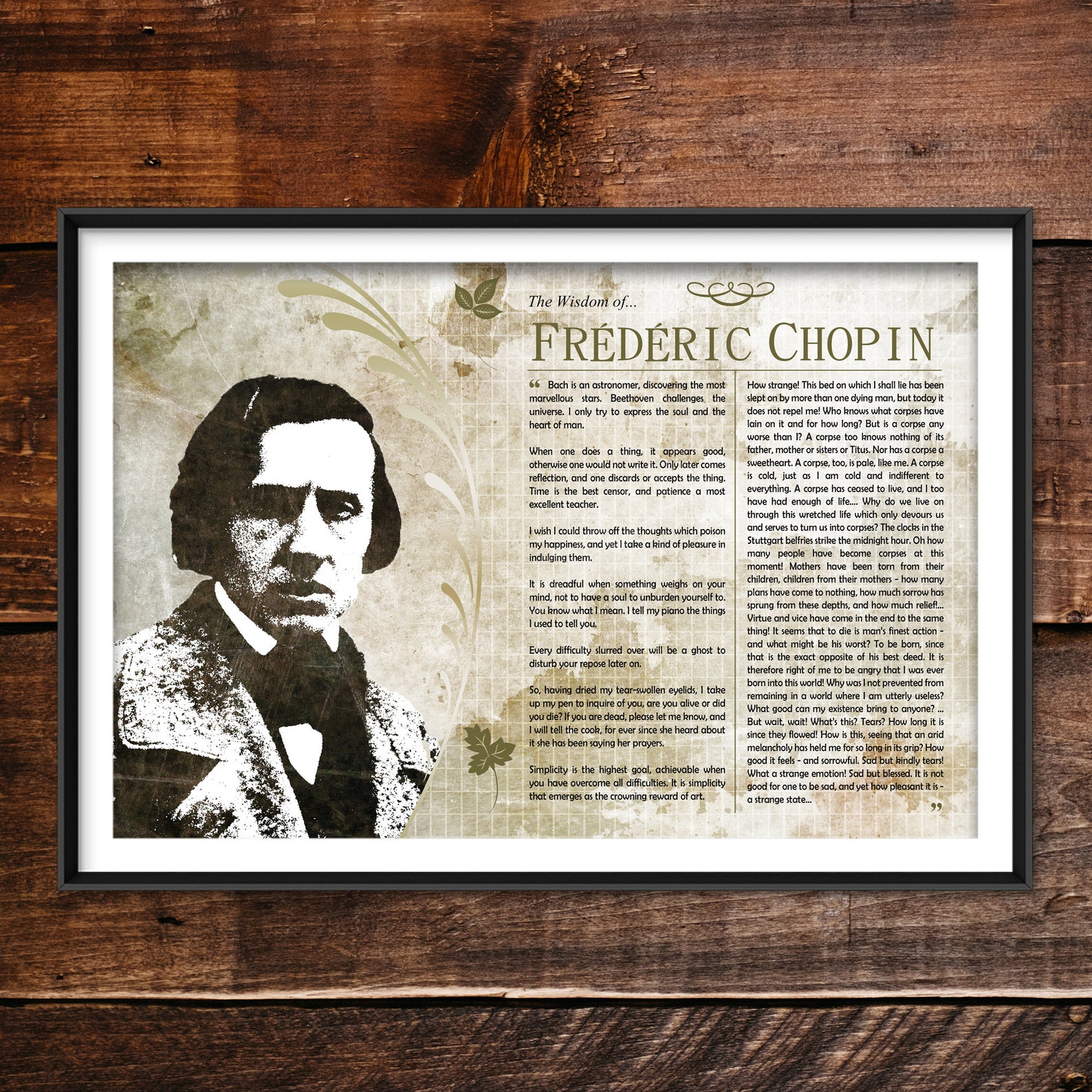 Frederic Chopin Greatest Quotes - Original Art Print Featuring His ...