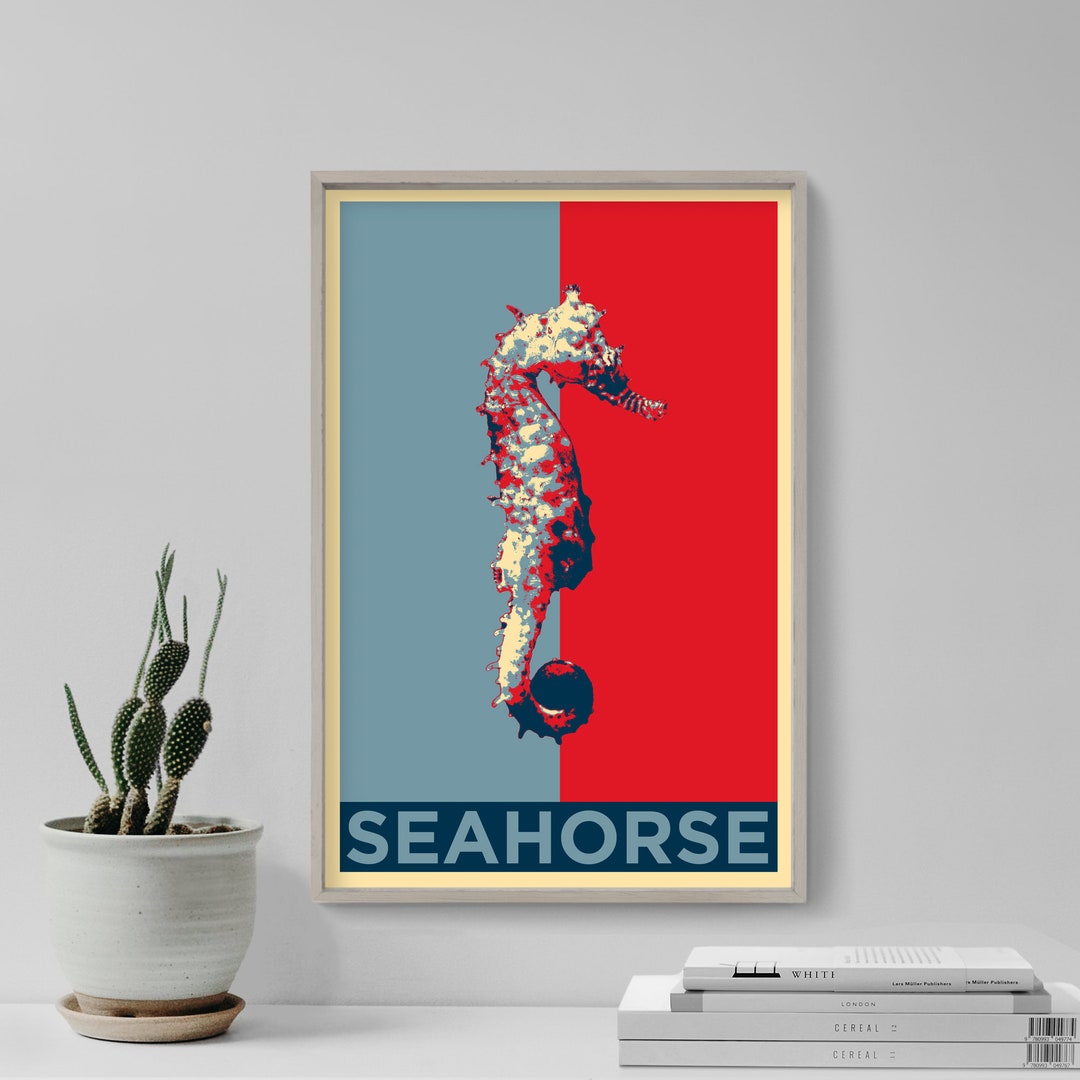 Seahorse Original Art Print - Marine Fish Poster, Animal Giclee Home ...