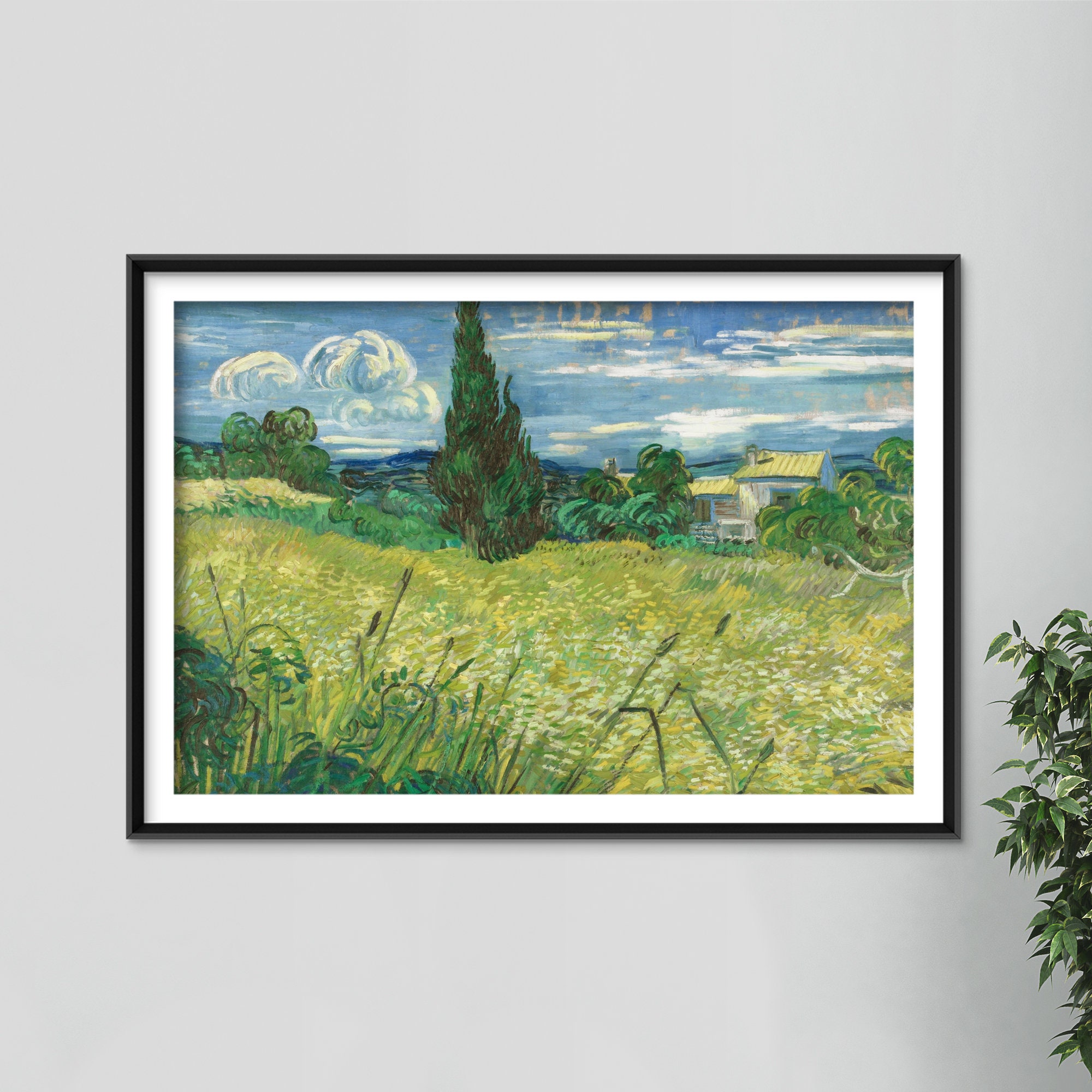 Vincent Van Gogh - Green Field (1889) - Classic Painting Photo Poster ...