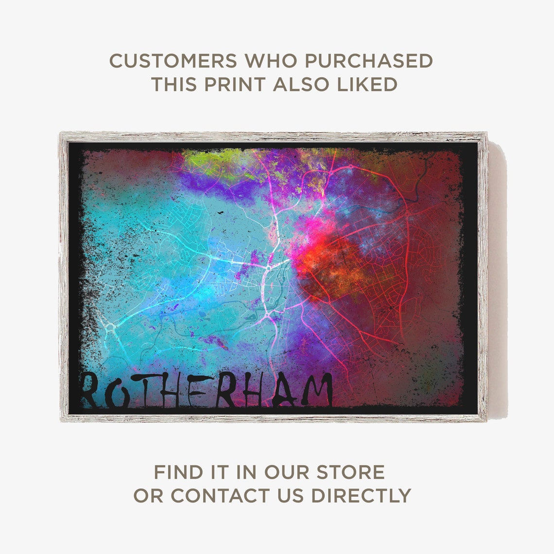 Rotherham Map Original Art Print City Street Map of - Etsy