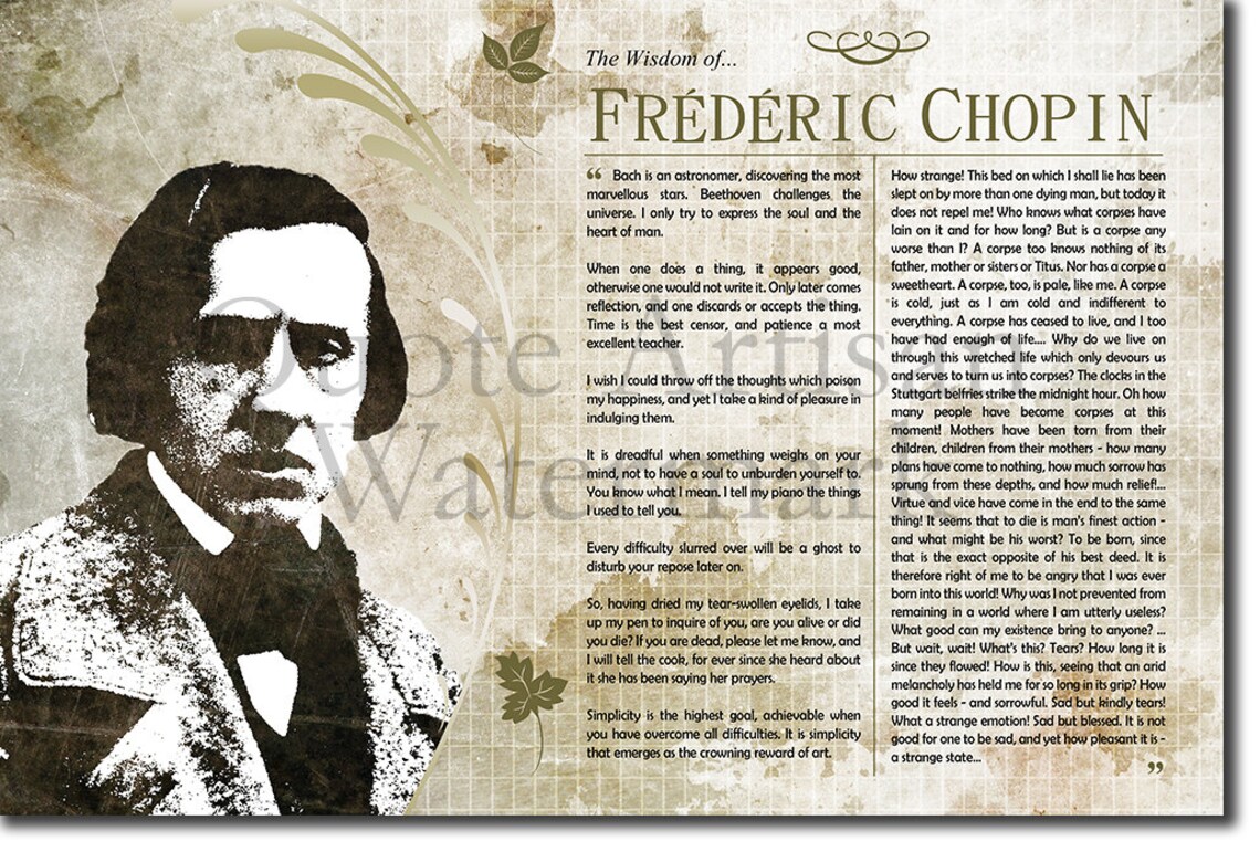 Frederic Chopin Greatest Quotes Original Art Print Featuring | Etsy