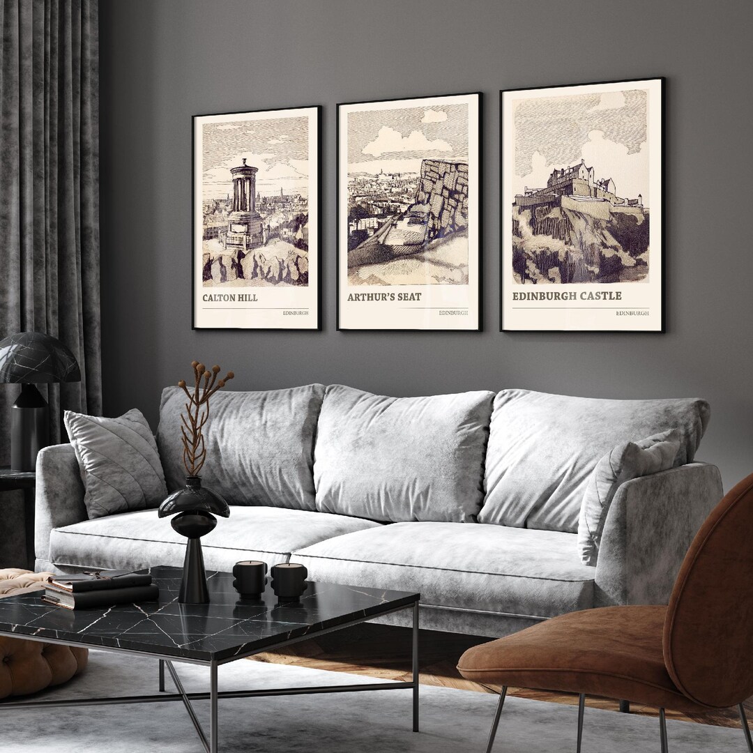 Set of Three Edinburgh Posters - Calton Hill, Arthur's Seat and ...
