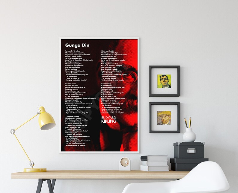 Rudyard Kipling Poem Gunga Din Poster Original Art Print | Etsy UK