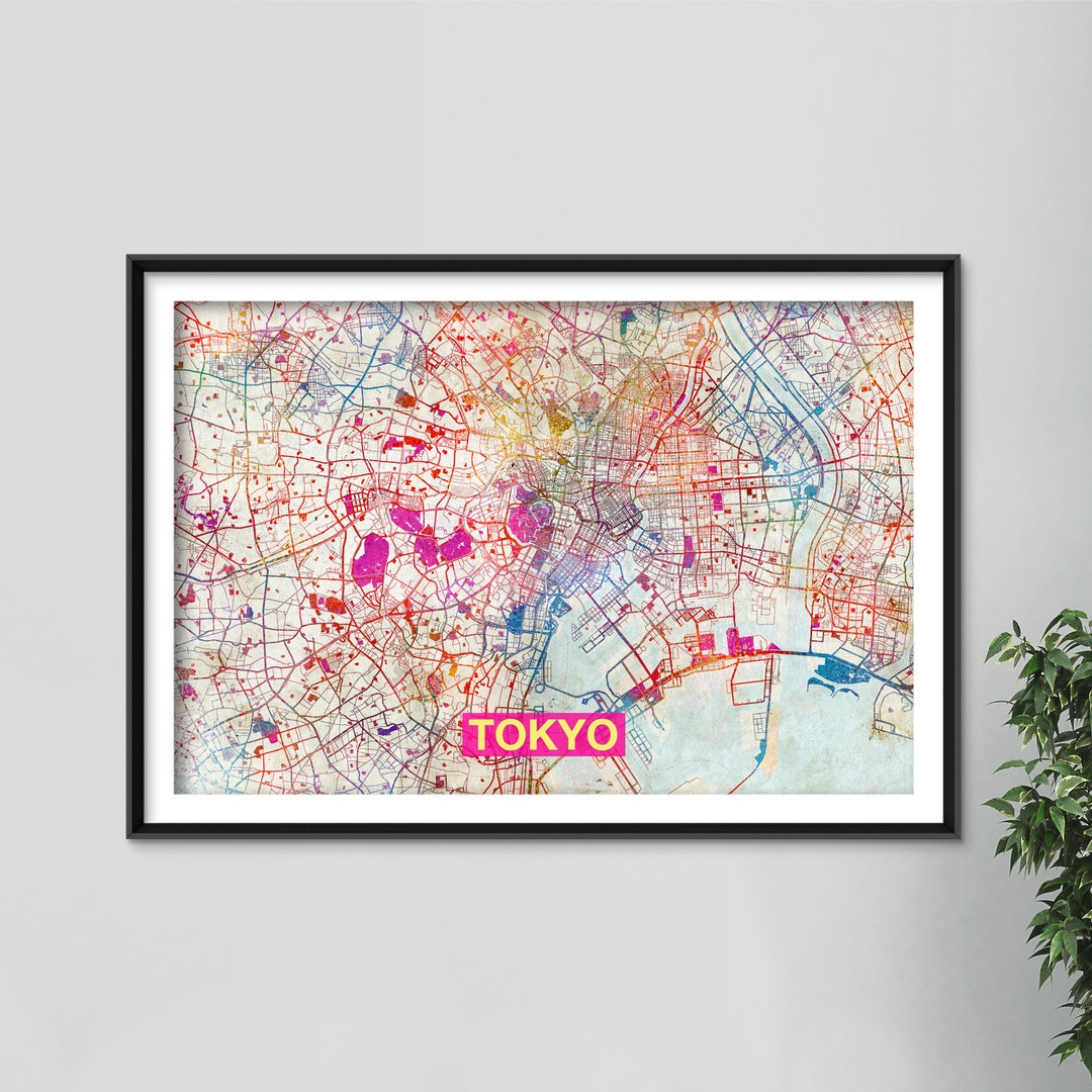 Tokyo Map - Original Art Print - City Street Map of Tokyo, Japan ...