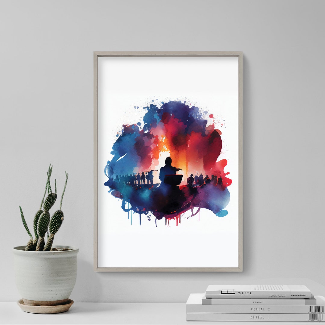Orchestra Watercolour - Art Print Poster - Colourful Paint Splashes ...