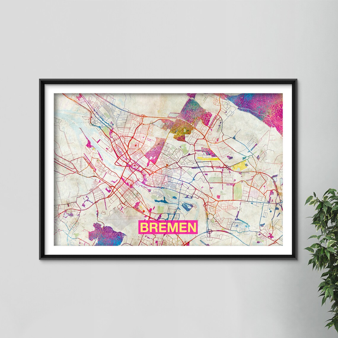 Bremen Map Original Art Print City Street Map of Bremen - Etsy