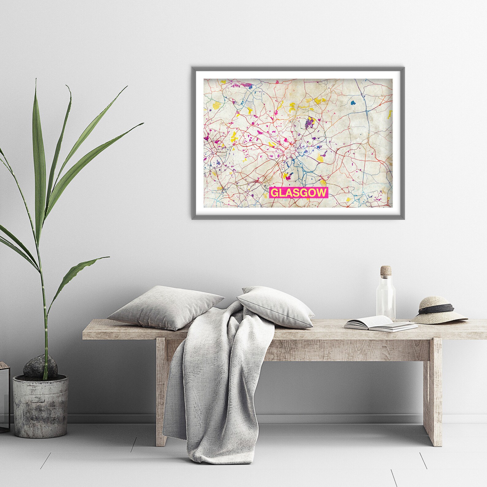 Glasgow Map Original Art Print City Street Map of Glasgow - Etsy
