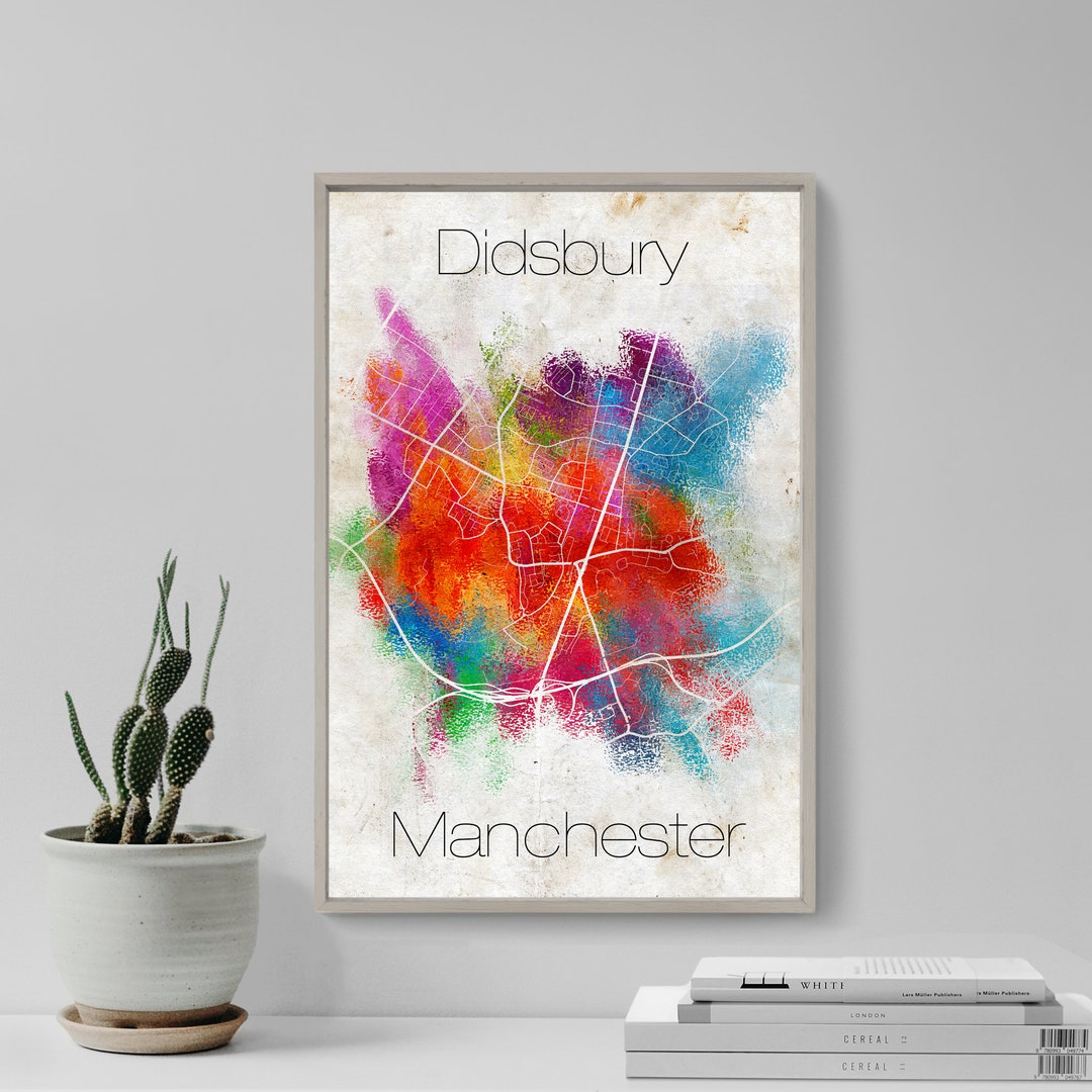 Didsbury, Manchester, UK Map - Art Print "colour Explosion" - Poster ...
