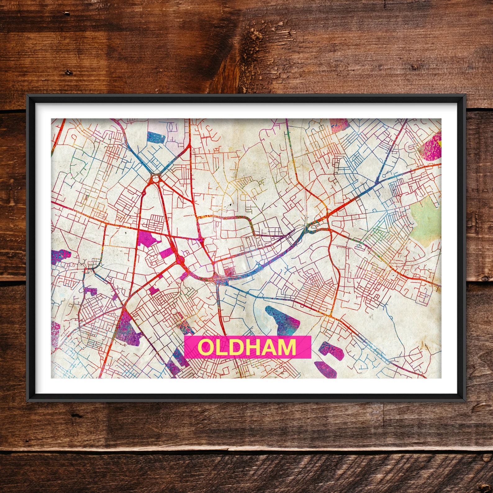 Oldham Map Original Art Print City Street Map of Oldham - Etsy