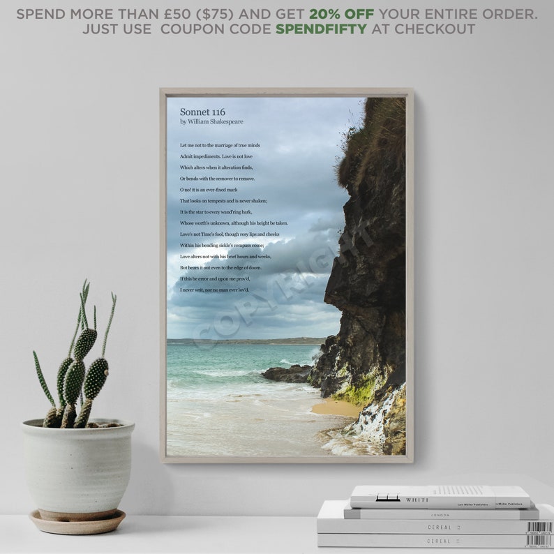 Sonnet 116 Poem by William Shakespeare Art Print Poster Gift - Etsy